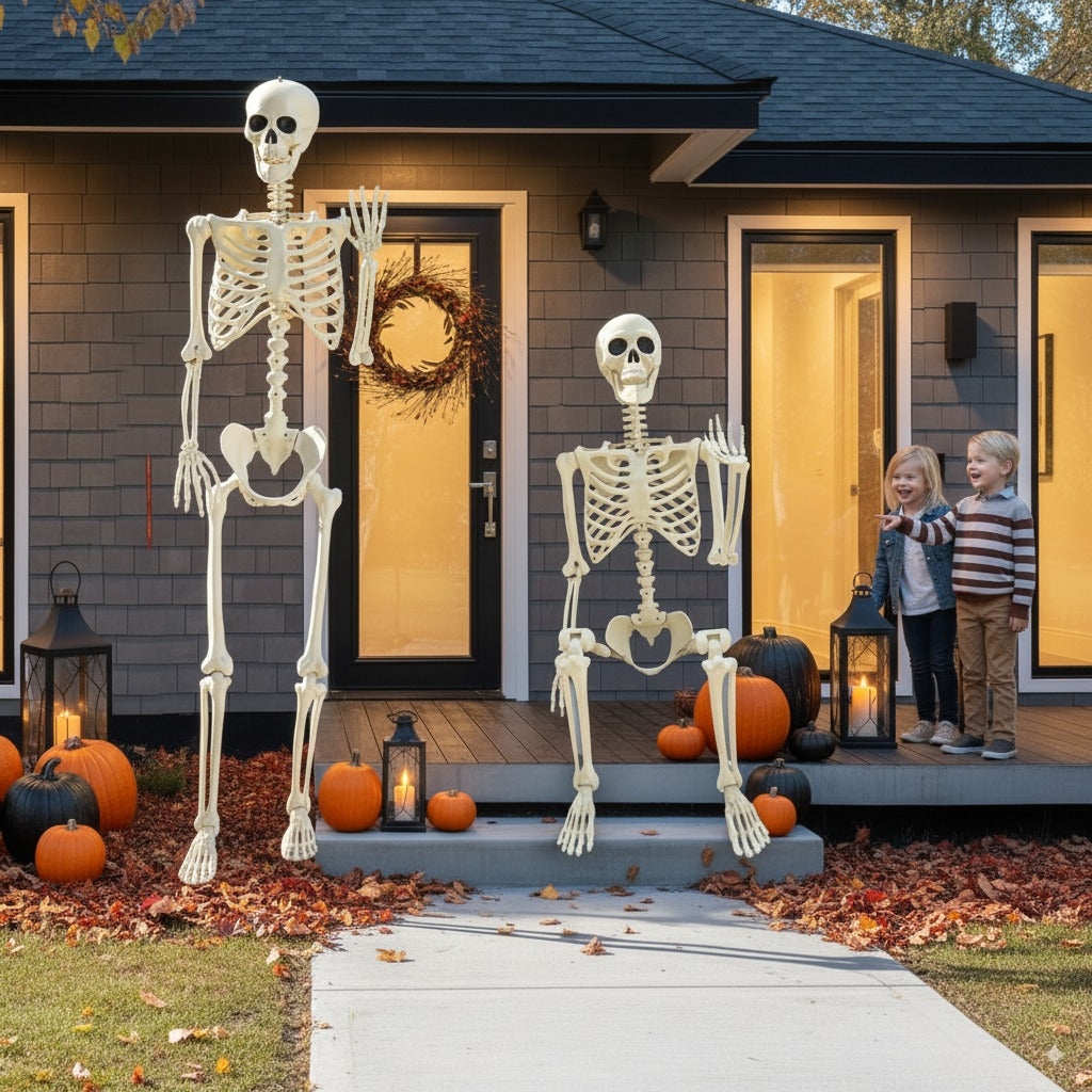 Giant 12FT Halloween Skeleton Decoration | Life-Size Posable Outdoor ...